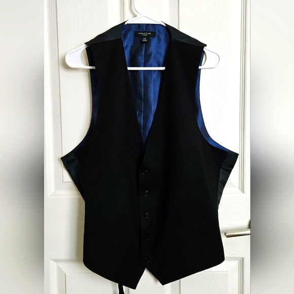 Structure | Suits & Blazers | Structure Mens Fitted Black Formal Vest ...